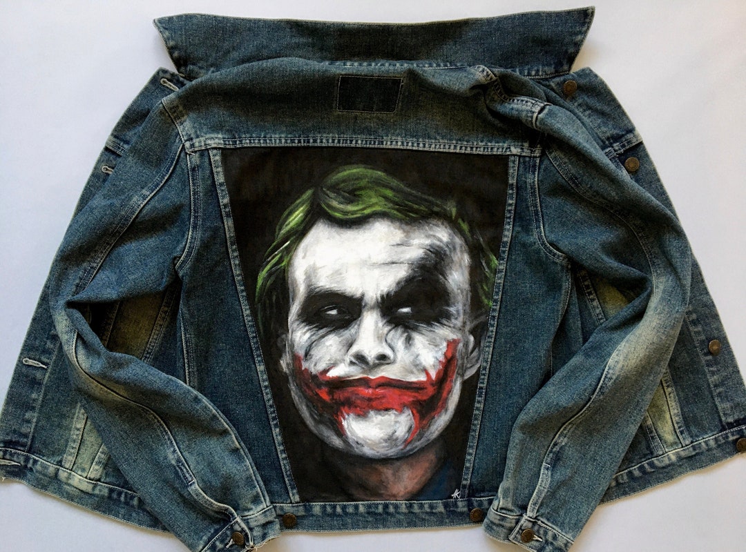 Custom Painted Jacket Dark Hand Painted Denim Jacket Personalized Denim ...