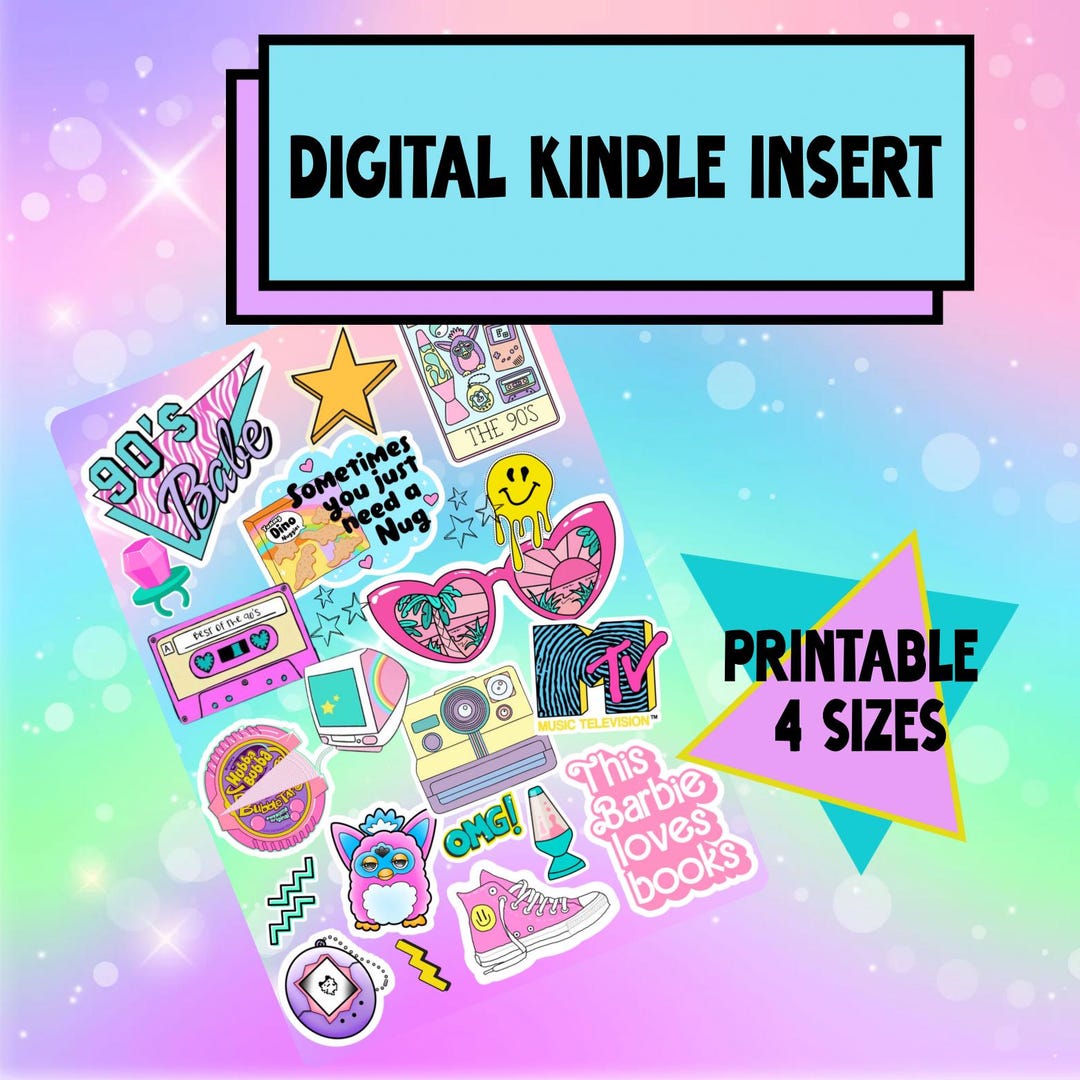 90s Vibe Kindle Insert: Printable Ereader Decor (digital Download - Etsy