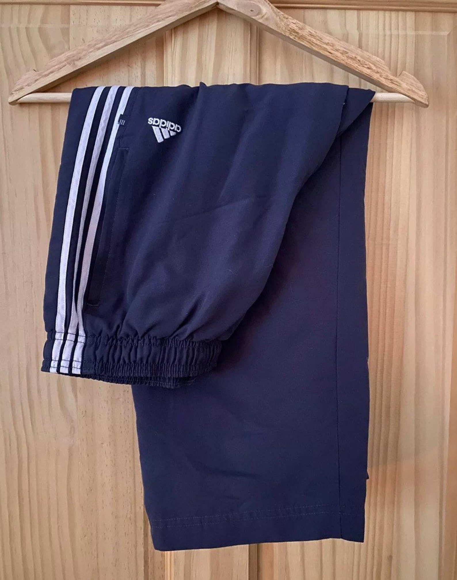Adidas Vintage Trackies/tracksuit Bottoms, 3/4 Length Navy Blue, Size ...