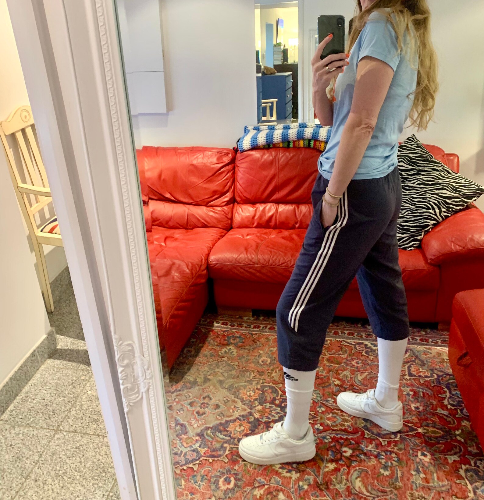 Adidas Vintage Trackies/tracksuit Bottoms, 3/4 Length Navy Blue, Size ...