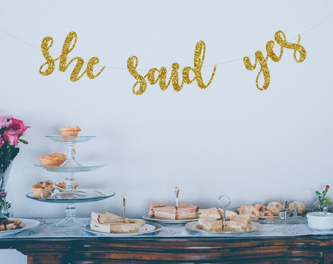 She Said Yes Banner Bachelorette Banner Bachelorette Party Decorations ...