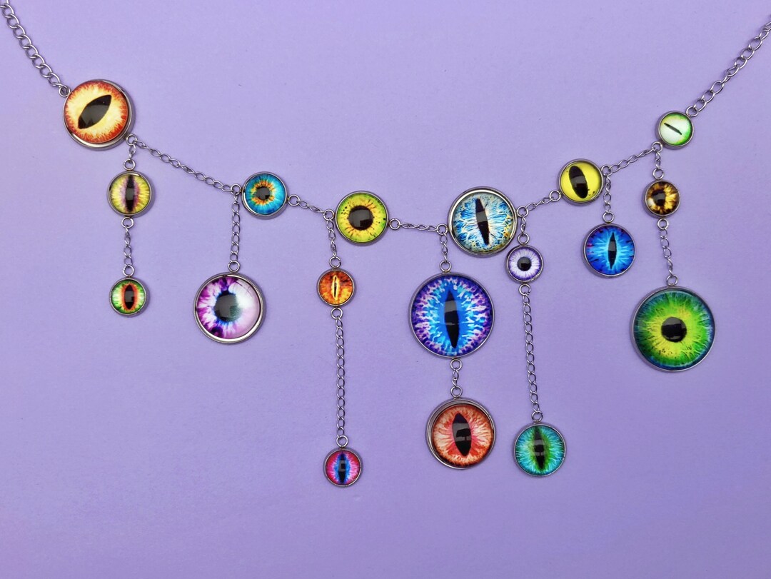Monster Eyes Necklace, Stainless Steel Dragon Eye, Funny Glass Eyeball ...