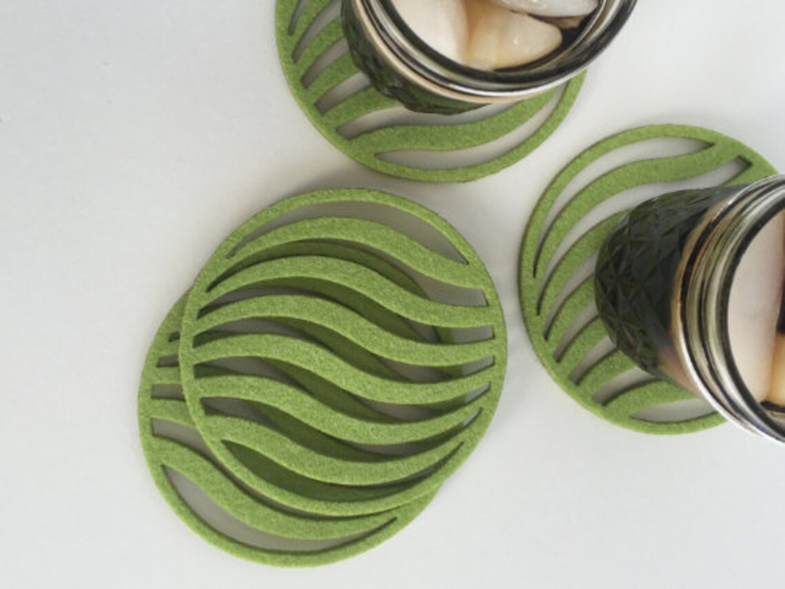 Coasters - Drink Coasters - Cool Coasters - Waves Coasters, Lime Green ...