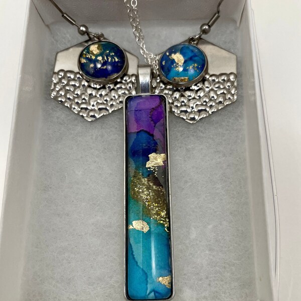 Alcohol Ink Pendant - Etsy
