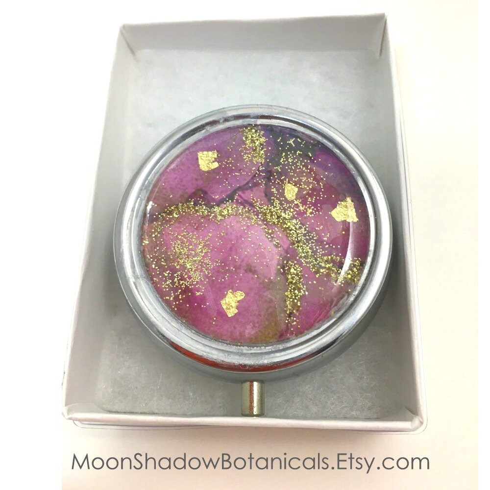 PRETTY IN PINK Pill Box, Stash Box, Pillbox, Med Minder, Metal Pill Box ...