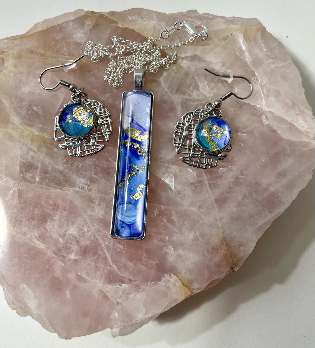 Lapis Lazuli Pendant Set by Moonshadowbotanicals, Alcohol Ink, Alcohol ...