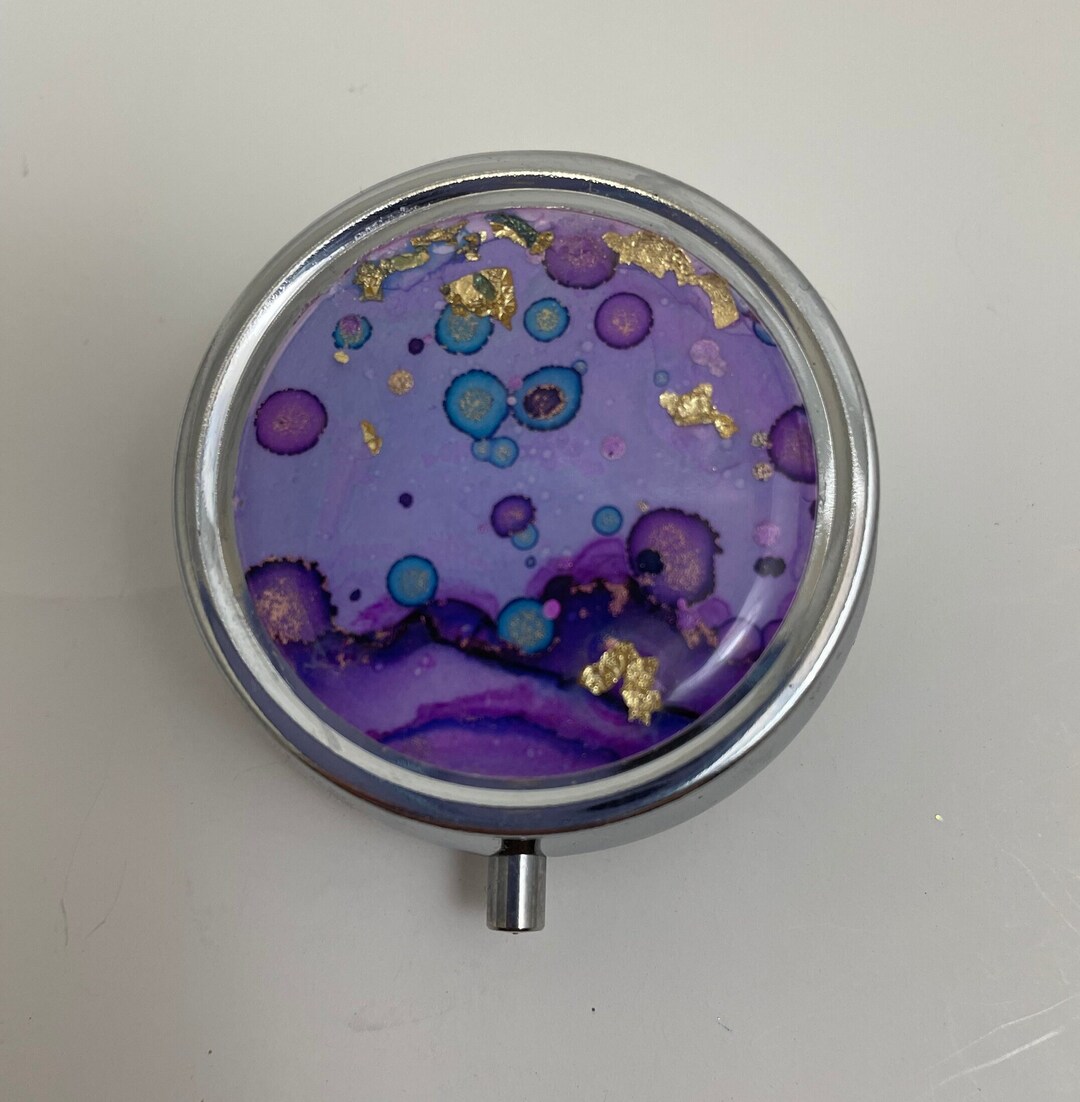 Purple Planets Pill Box, Stash Box, Pillbox, Med Minder, Metal Pill Box ...