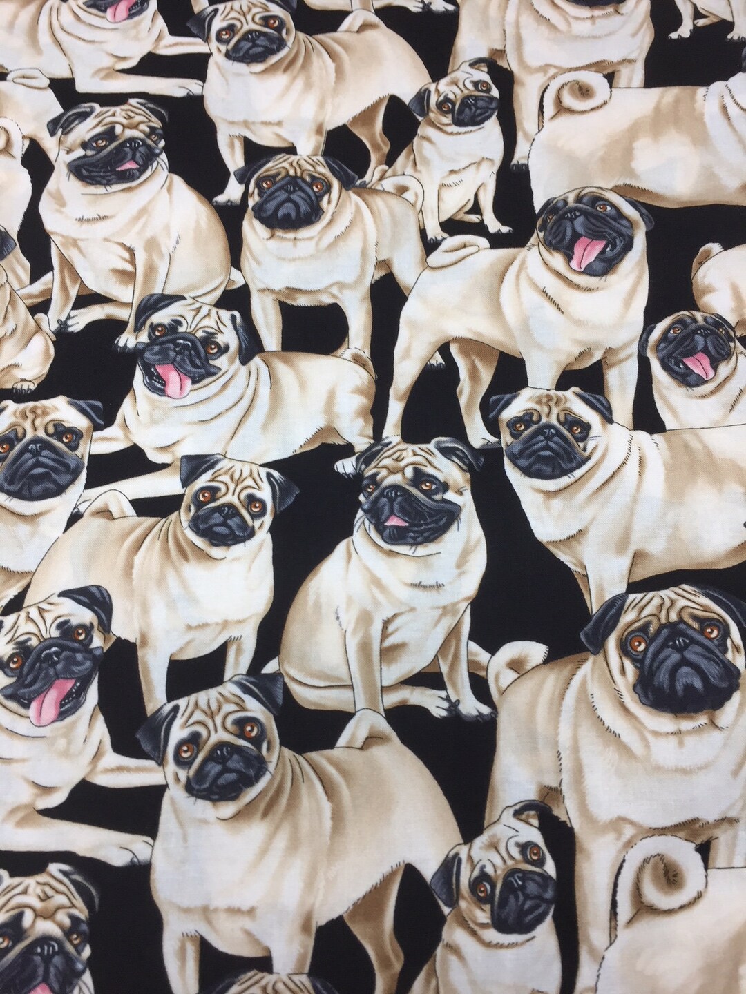 Per Yard Pug Dogs by Timeless Treasures, for Those Who Love Pugs, 100% ...