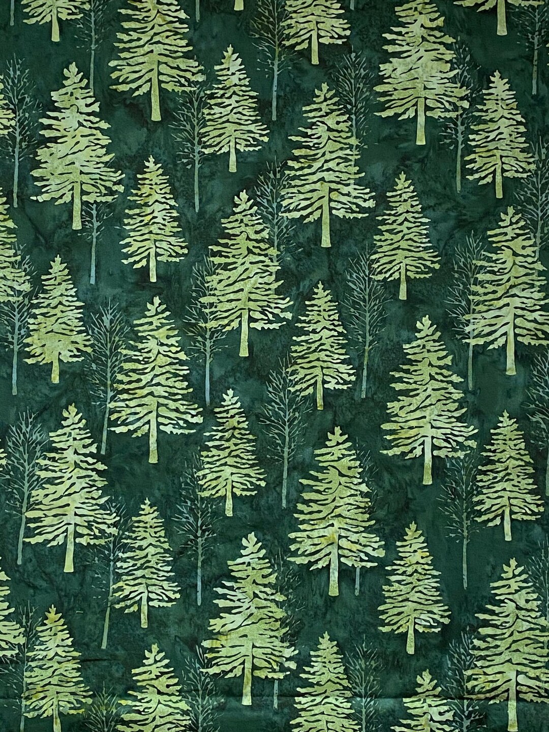 Pine Tree Batik Fabric, Rich Green Colors, Quilt Shop Quality Sold BTY ...