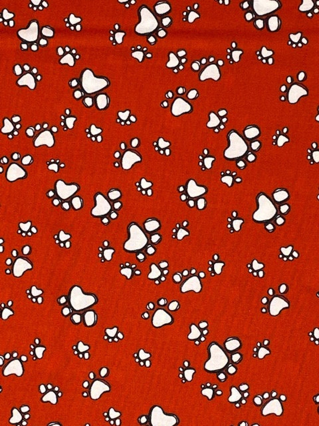 Red With White Paw Flakes Print Fabric From Loralie Designs, 100% ...
