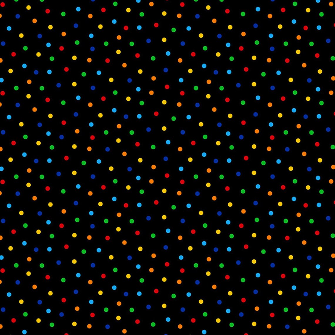 Multi Color Polka Dots on Black, From Timeless Treasure, Digital Print ...