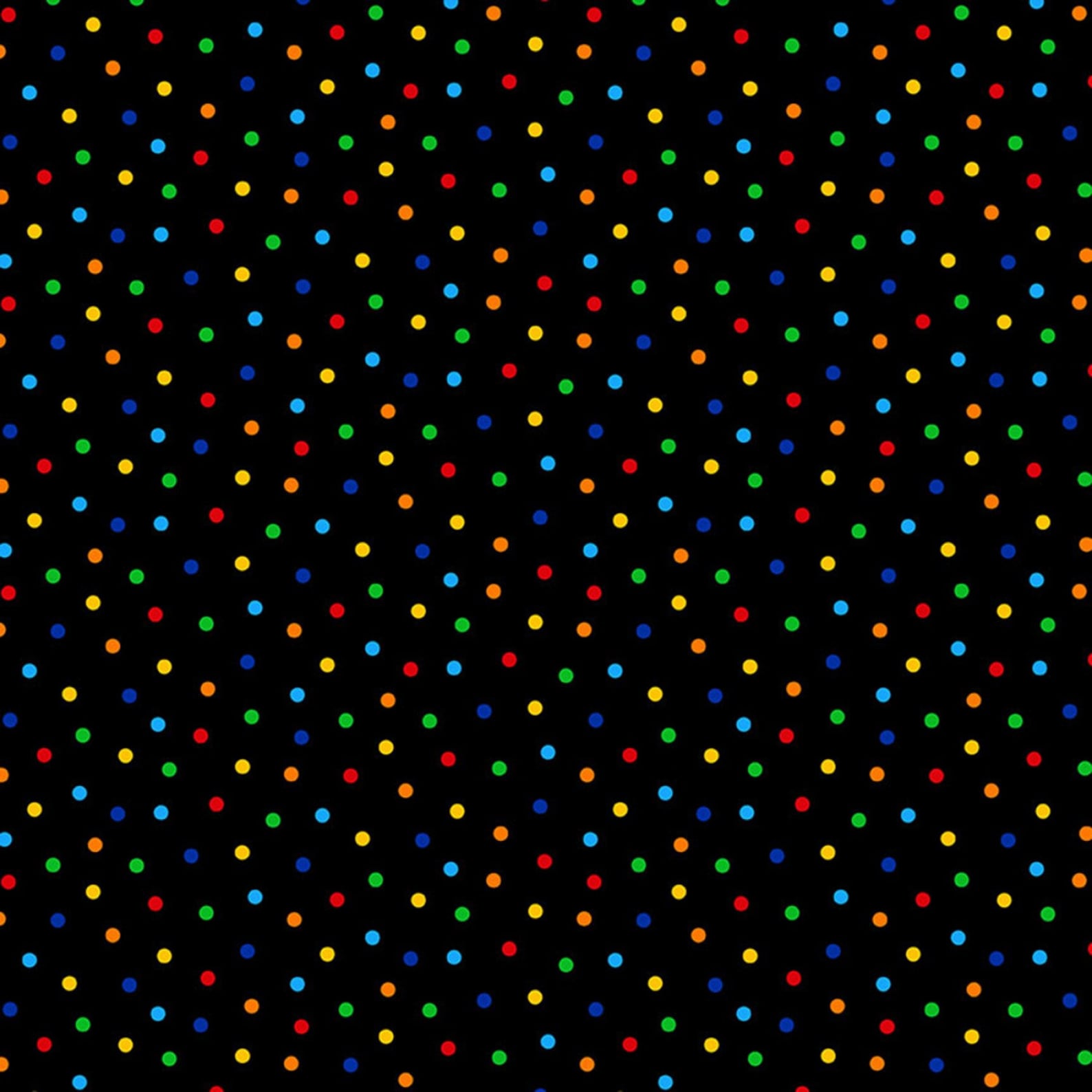 BTY, Multi Color Polka Dots on Black, From Timeless Treasure, Digital ...
