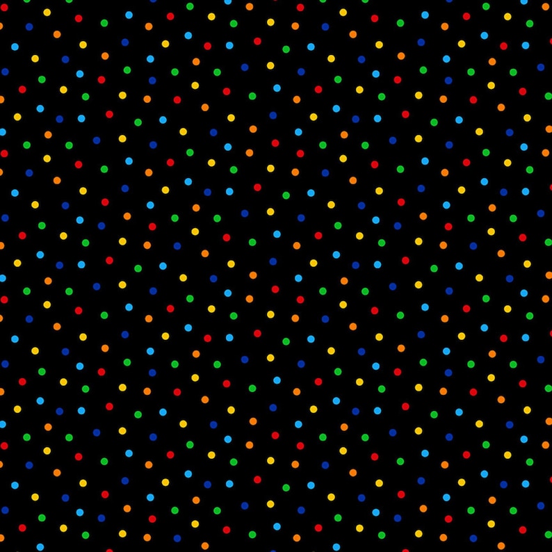 New Multi Color Dots on Black From Timeless Treasure Digital - Etsy