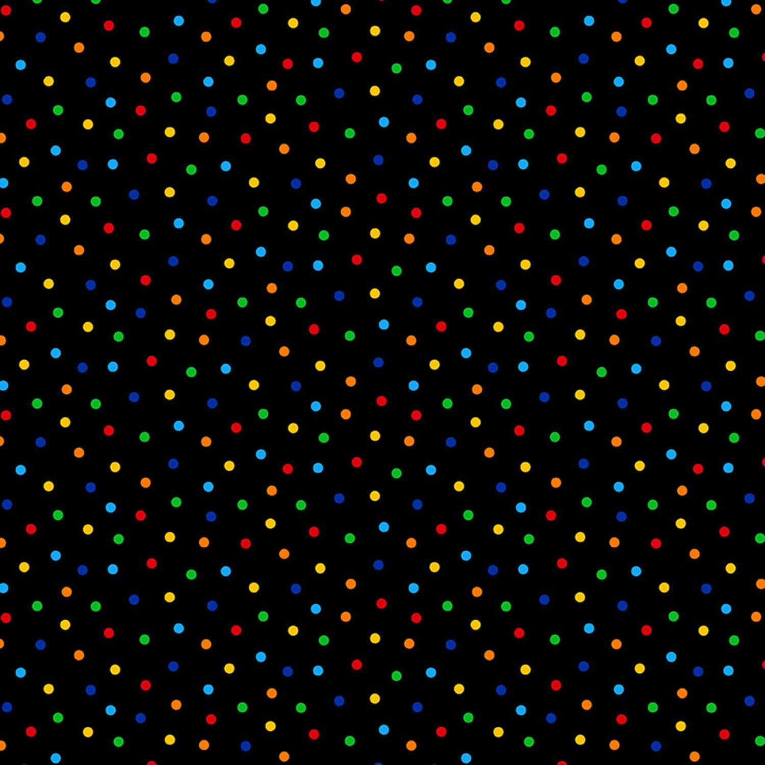Multi Color Polka Dots on Black, From Timeless Treasure, Digital Print ...