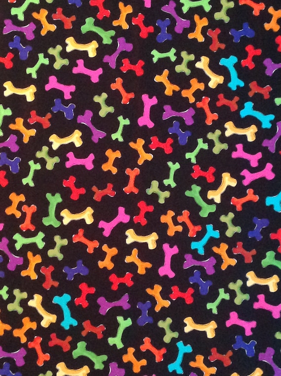 Multi Color Dog Bones on Black by Loralie Designs Happy Dog - Etsy