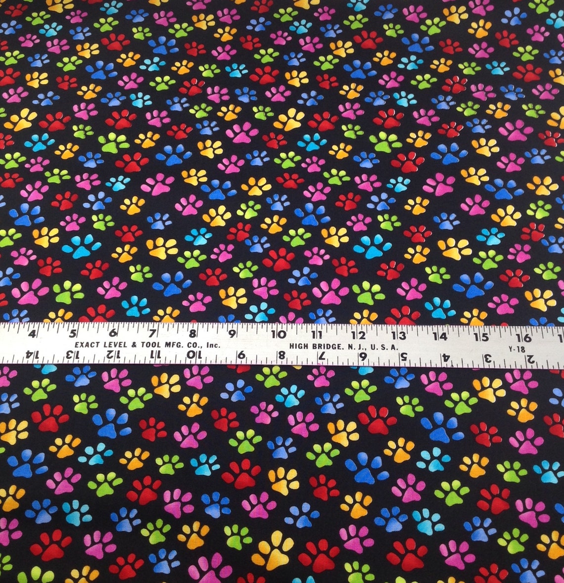 By Loralie Designs Multi Color Paws on Black 100% Cotton - Etsy