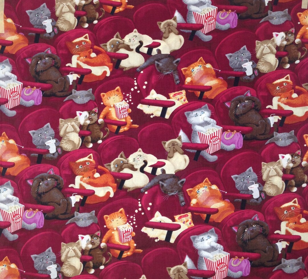 3/4 YD EOB, Loveable Cat and Kitten Fabric, Scaredy Cats, CD-8141, Cute Cats Reacting at the ...