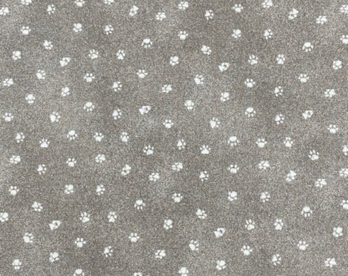 Small White Paws on Gray From the My Pet Family Collection, 100% Cotton ...