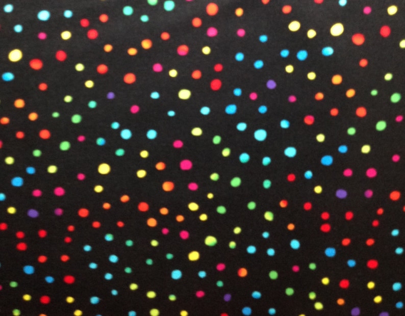Timeless Treasure Multi Color polka dots on black quilting | Etsy