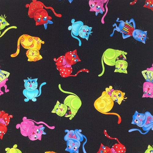 Cool Cats Fabric Panel by Loralie Designs Cotton Fabric - Etsy