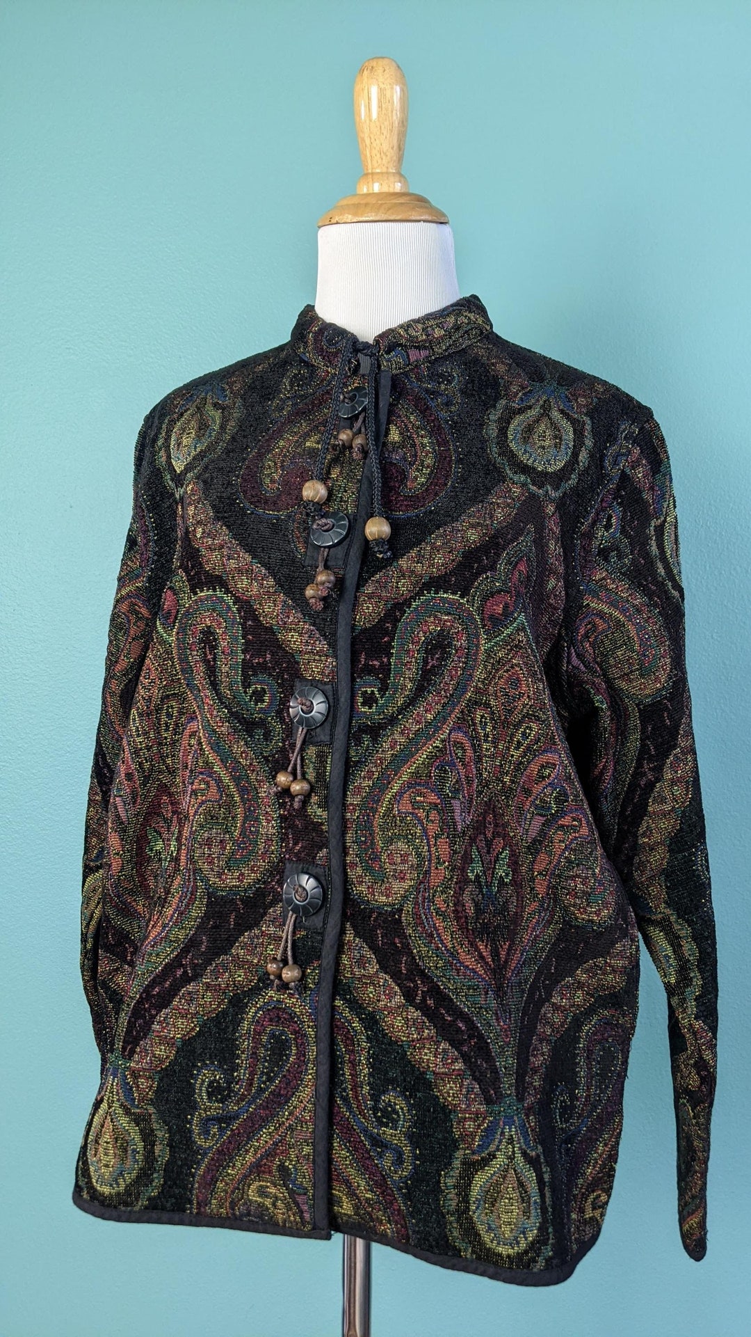 Vintage Green and Gold Paisley South Western Tapestry Jacket - Etsy