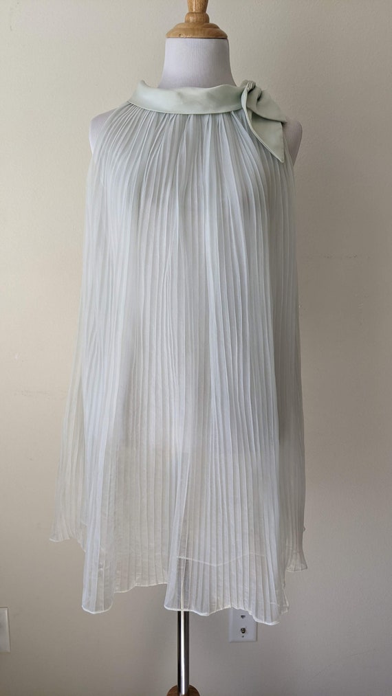 Vintage Sheer Pleated Baby Blue Bow Sexy Lingerie Nig… - Gem