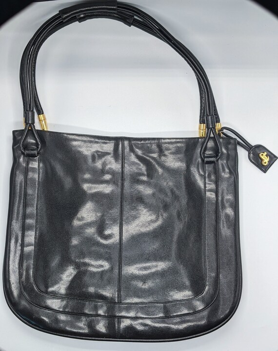Vintage Lou Taylor Italian Black Leather and Gold Pur… - Gem