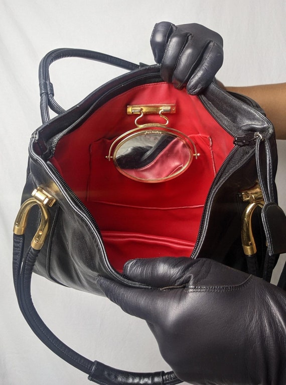 Vintage Lou Taylor Italian Black Leather and Gold Pur… - Gem