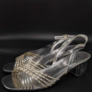 Vintage 90s Clear and Silver Transparent PVC Lucite Heel Sling Back ...
