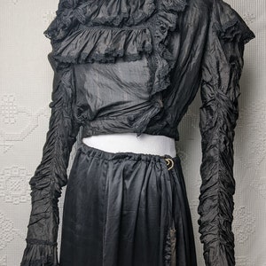 Antique Victorian Era Black Silk and Lace Ruffle Blouse Top - Etsy
