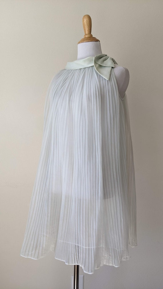 Vintage Sheer Pleated Baby Blue Bow Sexy Lingerie Nig… - Gem