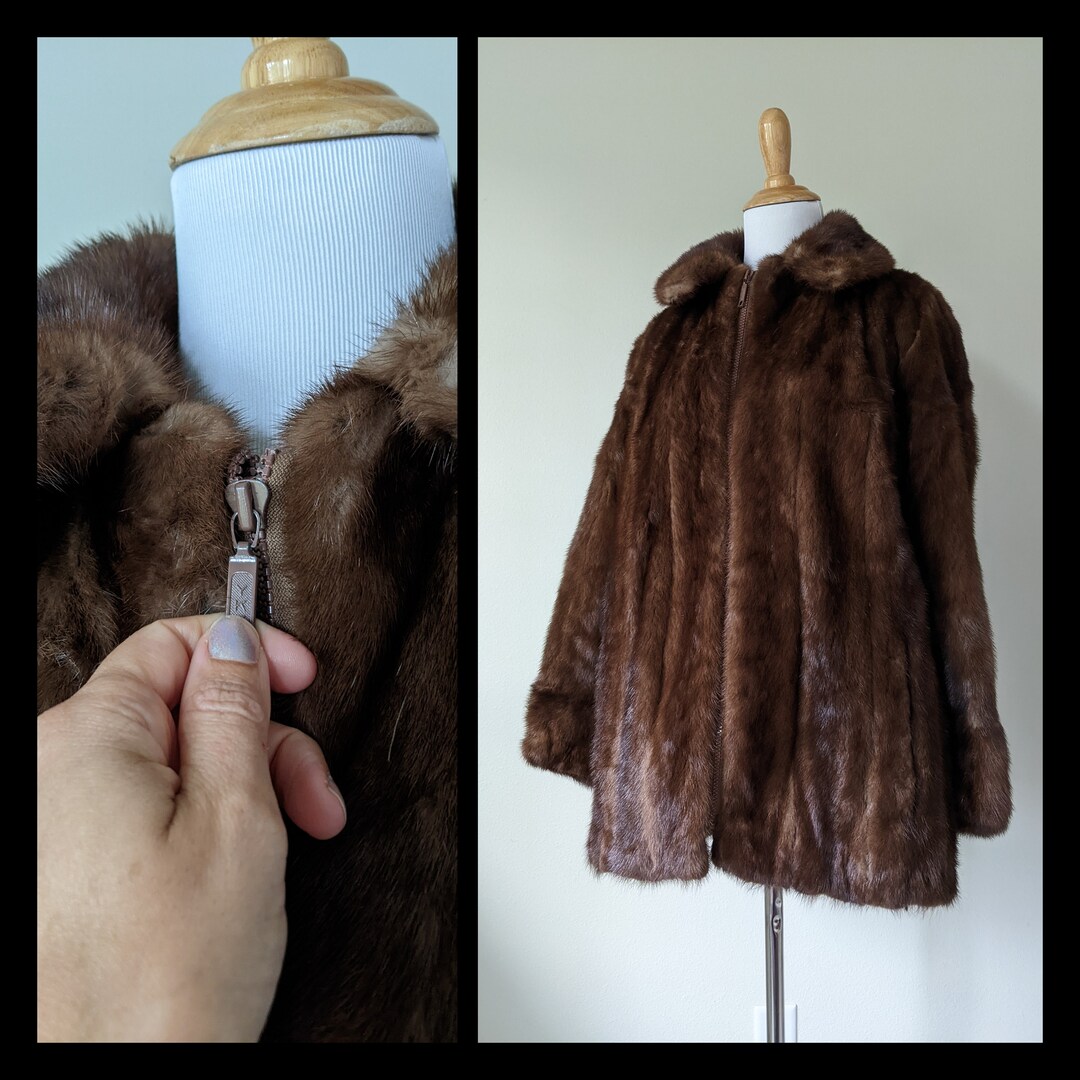 Vintage 70s 80s Brown Genuine Mink Fur Silk Lined Jacket Coat - Etsy