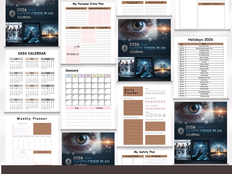 2026 Safety Crisis Plan Journal | Emergency Preparedness Logbook ...