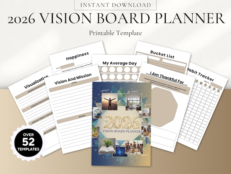 2026 Vision Board Kit Printable | Manifestation Bundle | Motivational ...