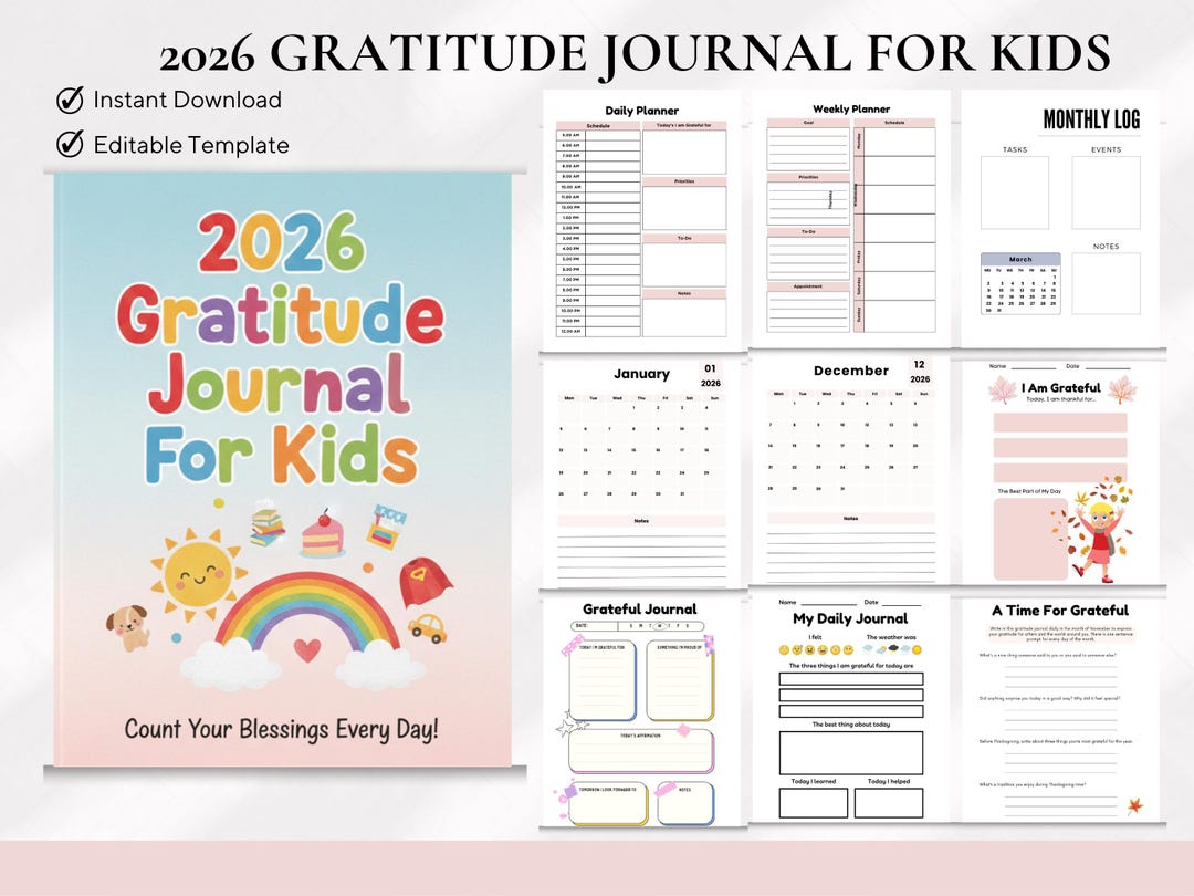 2026 Gratitude Journal |kids Mindfulness Journal |printable Mood ...