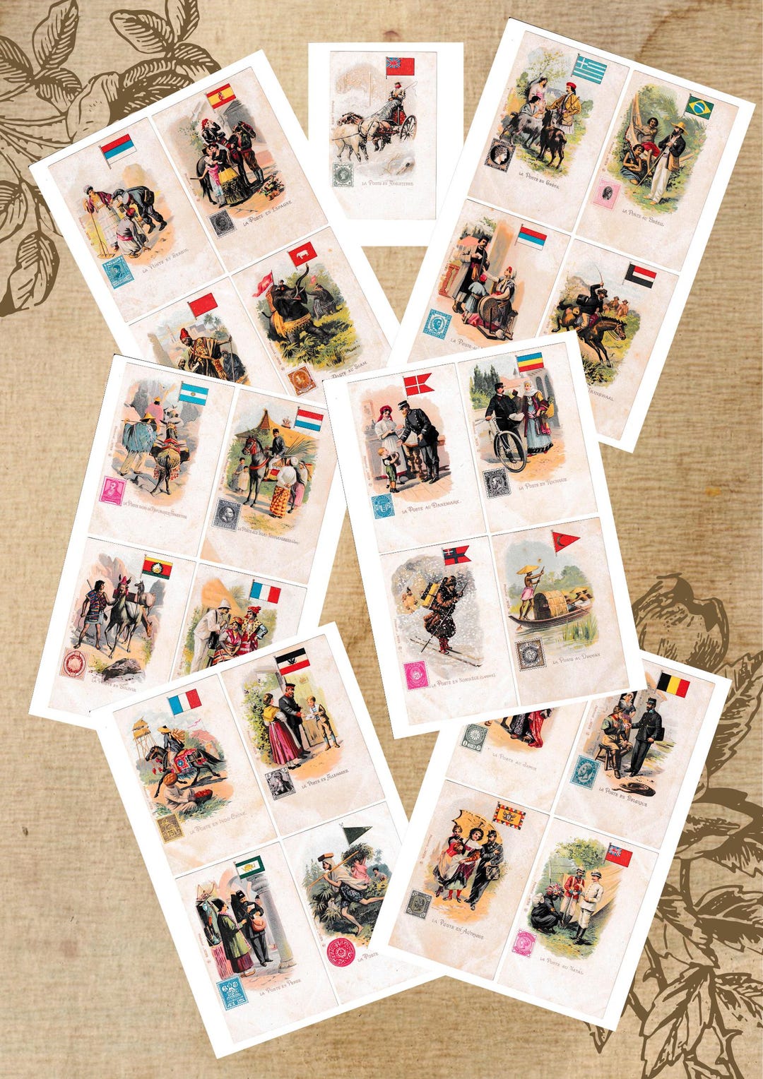 La Poste Countries Vintage Postcards - Digital Download of 25 Vintage ...
