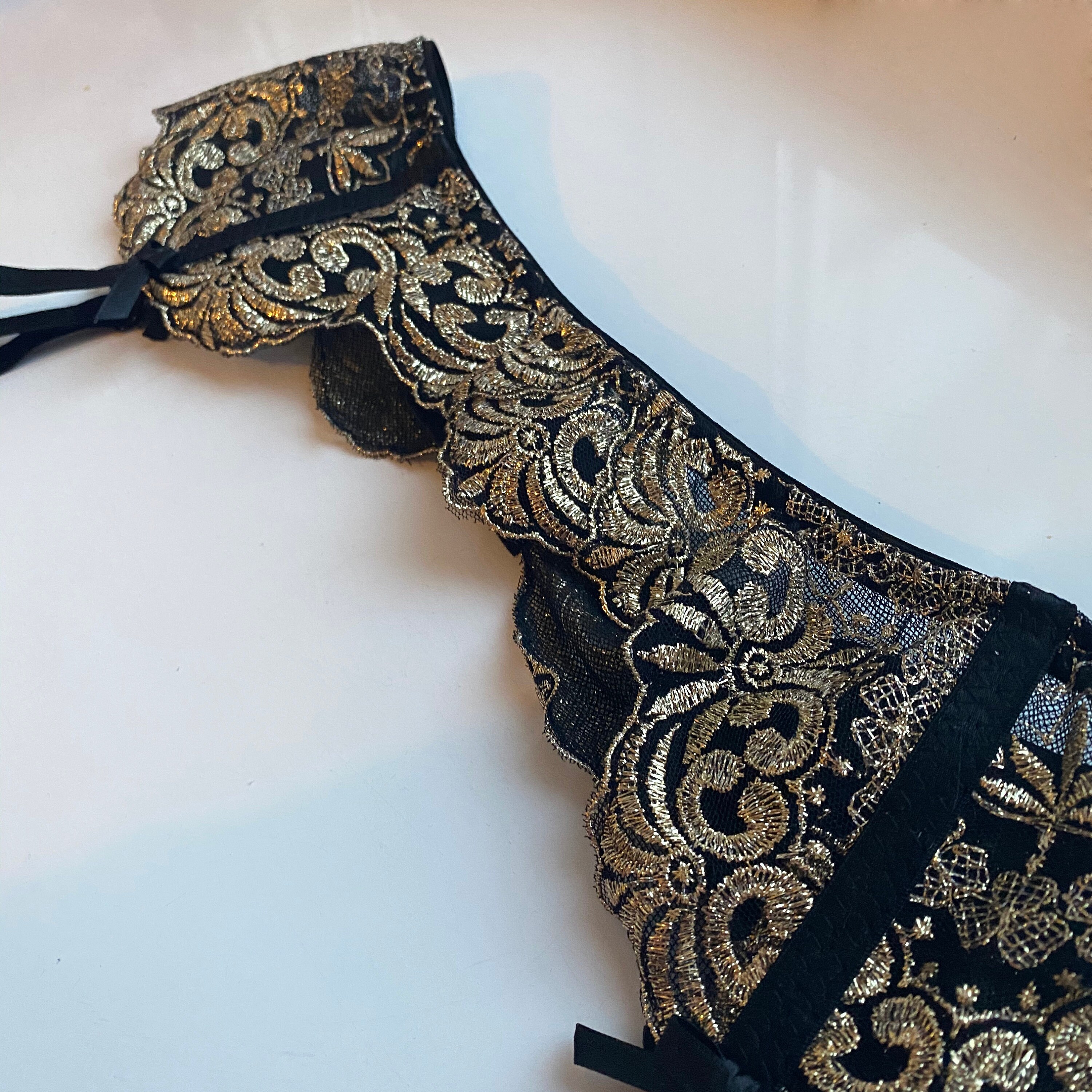 Gold Garter Belt Golden Lace Garter Belt Lingerie Garter Plus Size ...