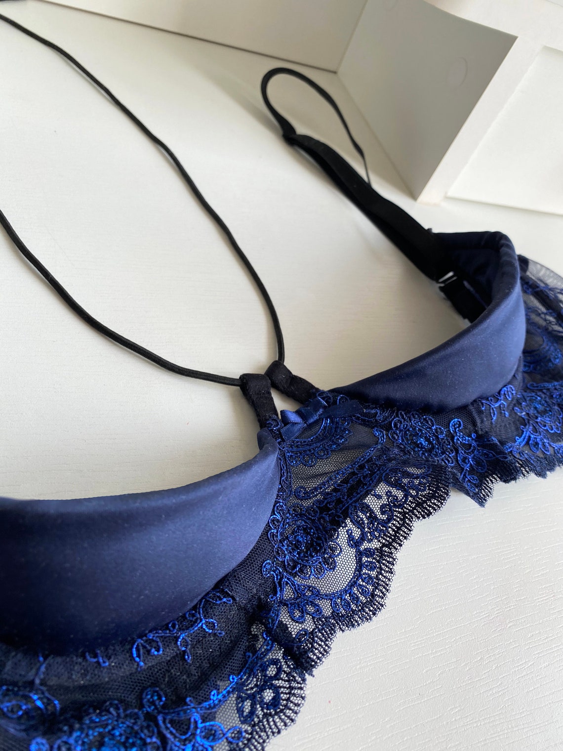 Blue Bra Quarter Cup Bra Open Cup Bra Sheer Bra Sexy Bra Lace Bra ...