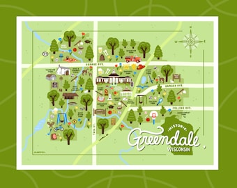 Greendale, Wisconsin City Art Map Print milwaukee County by James ...