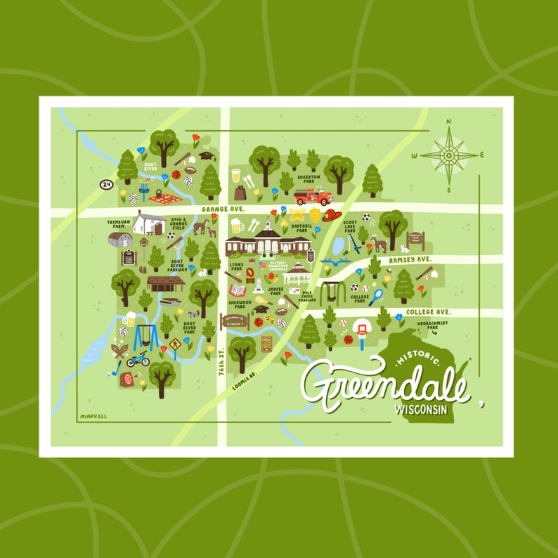 GREENDALE, WI Map - Etsy