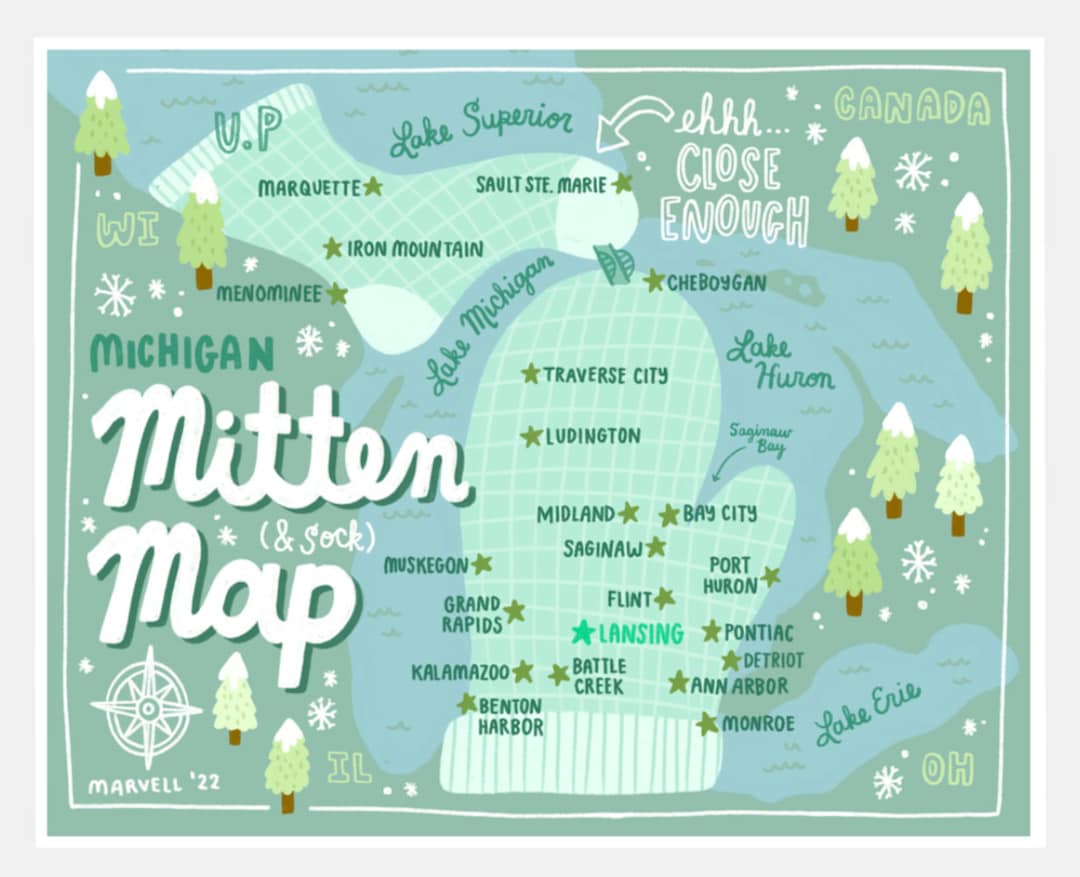 MICHIGAN MITTEN MAP - Etsy