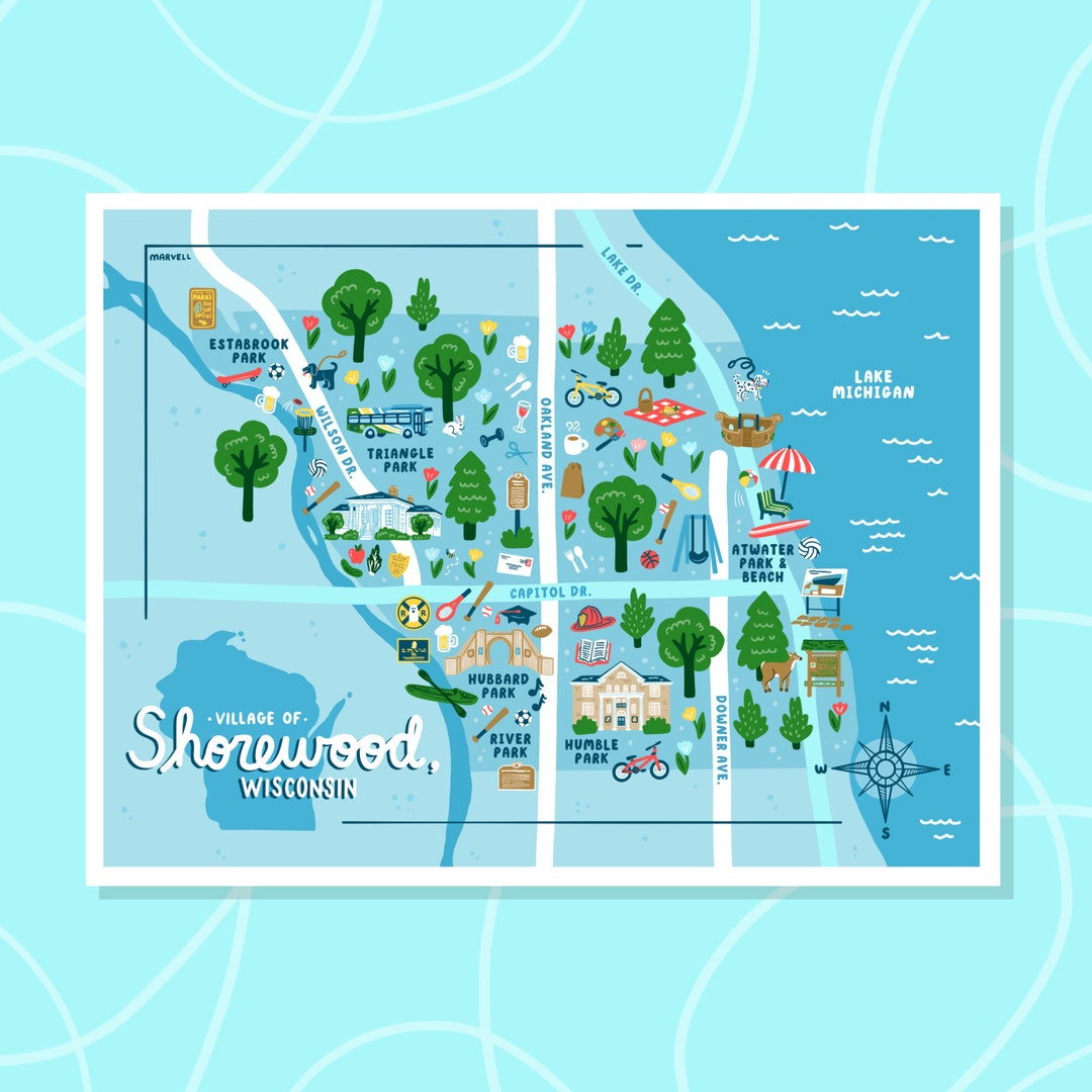 SHOREWOOD, WI Map - Etsy