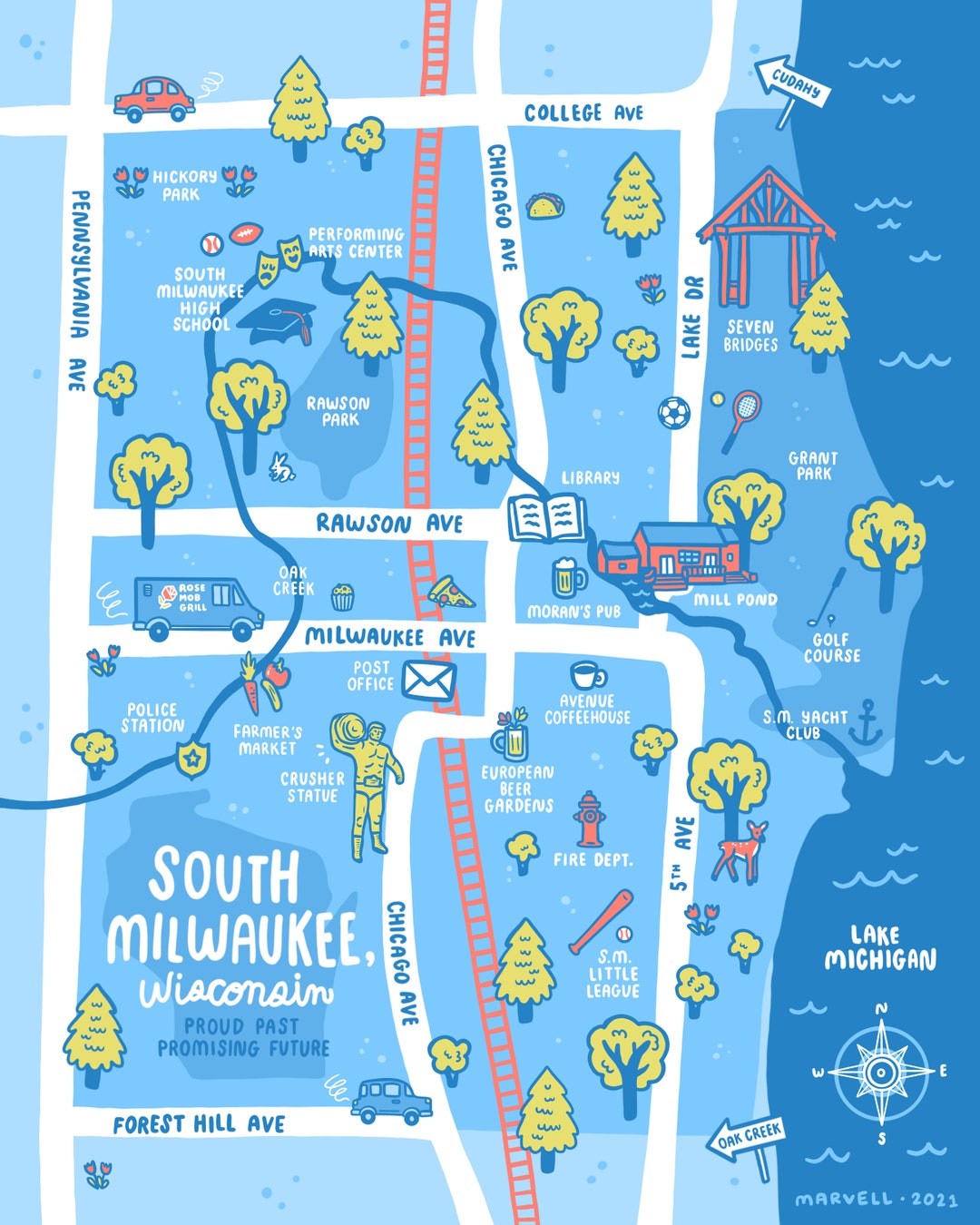 South Milwaukee, WI Map - Etsy