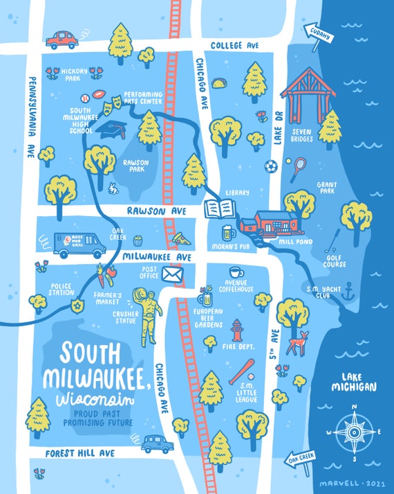 South Milwaukee WI Map - Etsy