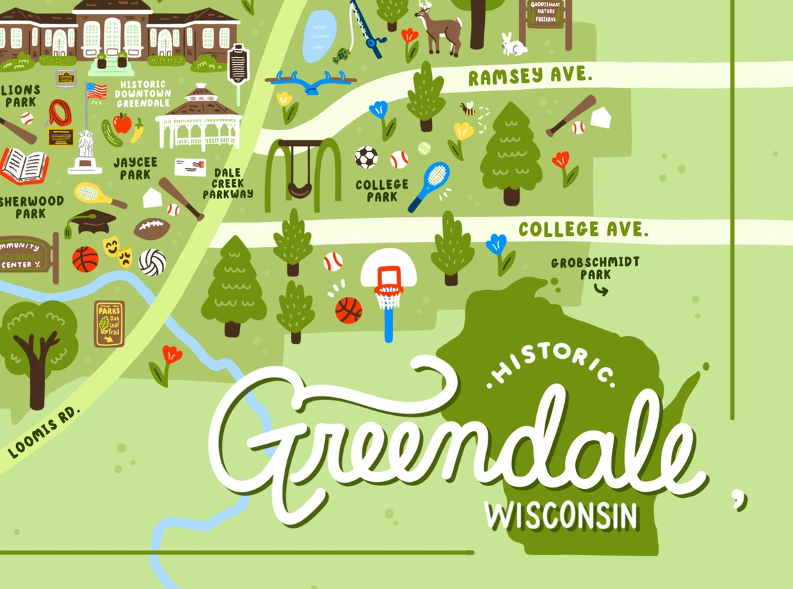 GREENDALE, WI Map - Etsy