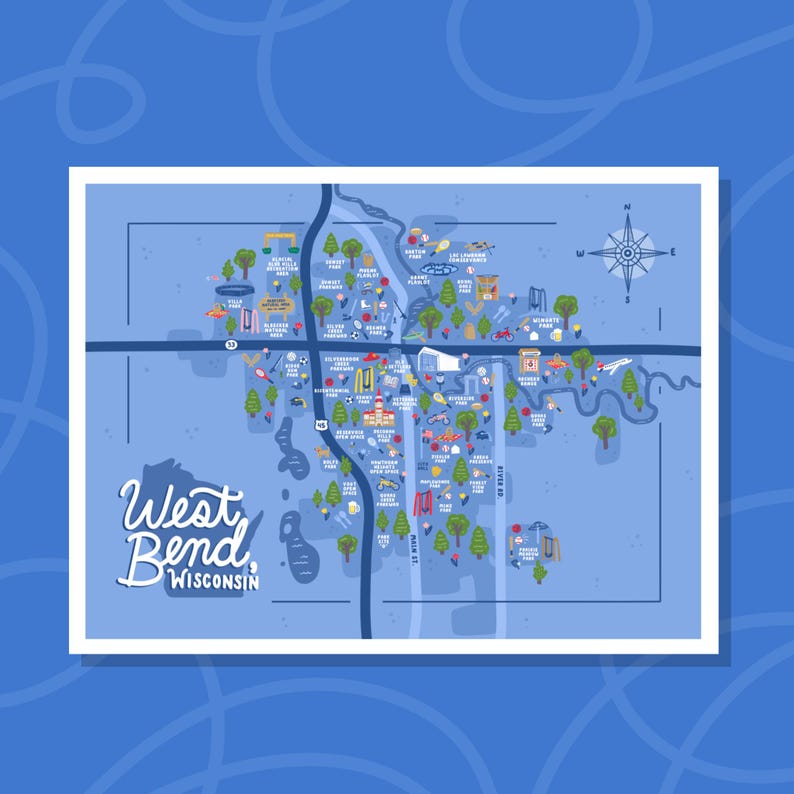 West Bend, WI Map - Etsy