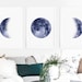 Moon Bedroom Decor Set of 3 Printable Wall Art Bedroom Wall - Etsy