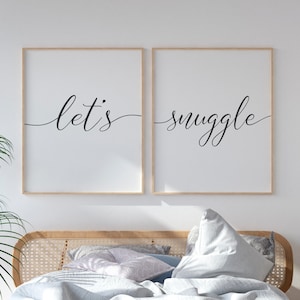 Let's Snuggle Printable, Dorm Wall Decor, Bedroom Decor, Sign for Above ...