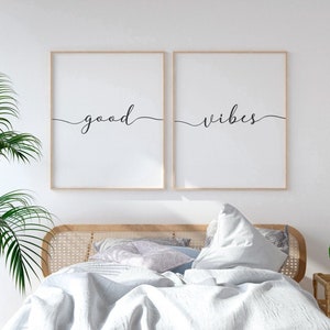 Good Vibes Wall Art, Boho Wall Decor, Line Art, Wall Art Prints, Good ...