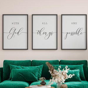 Scripture Wall Decor, Bible Verse Print, With God All Things Are ...